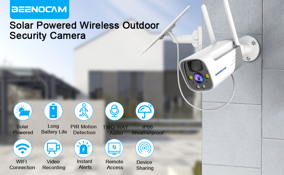 2K Solar Security Cameras Wireless Outdoor, BEENOCAM Camera Surveillance Exterieur, 360°PTZ WiFi ...