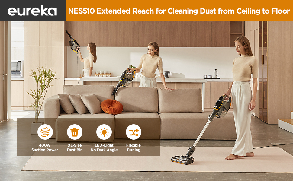 Eureka NES510 2-in-1 Corded Stick & Handheld Vacuum Cleaner, 400W Motor ...