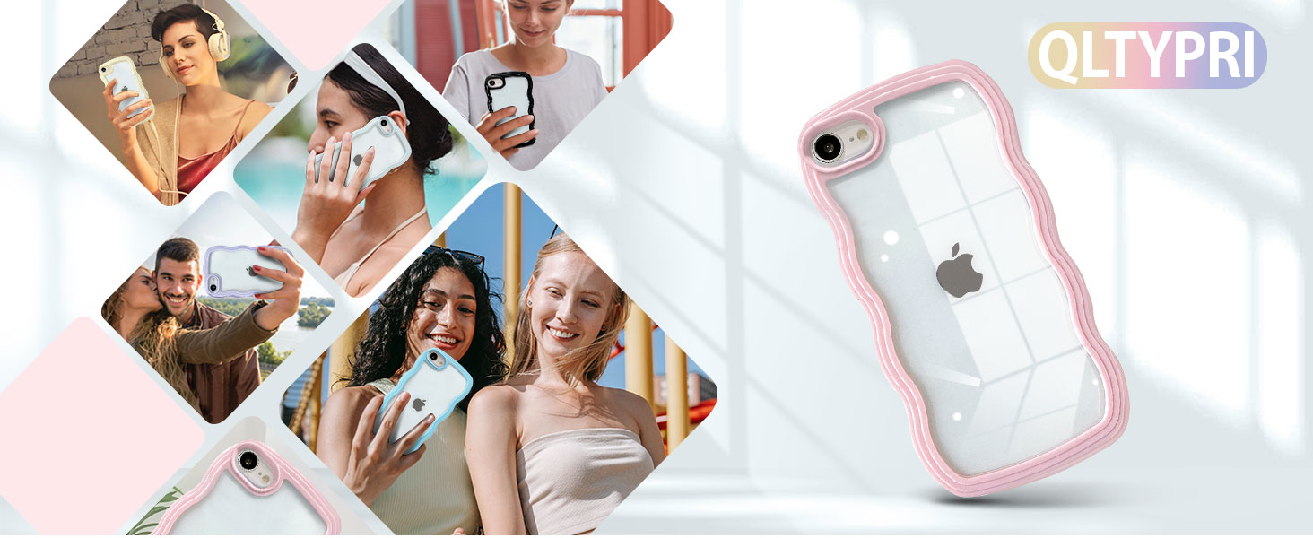 Amazon.com: QLTYPRI Compatible with iPhone 7/8/SE Case, Cute Curly Wave Frame Clear Case for ...