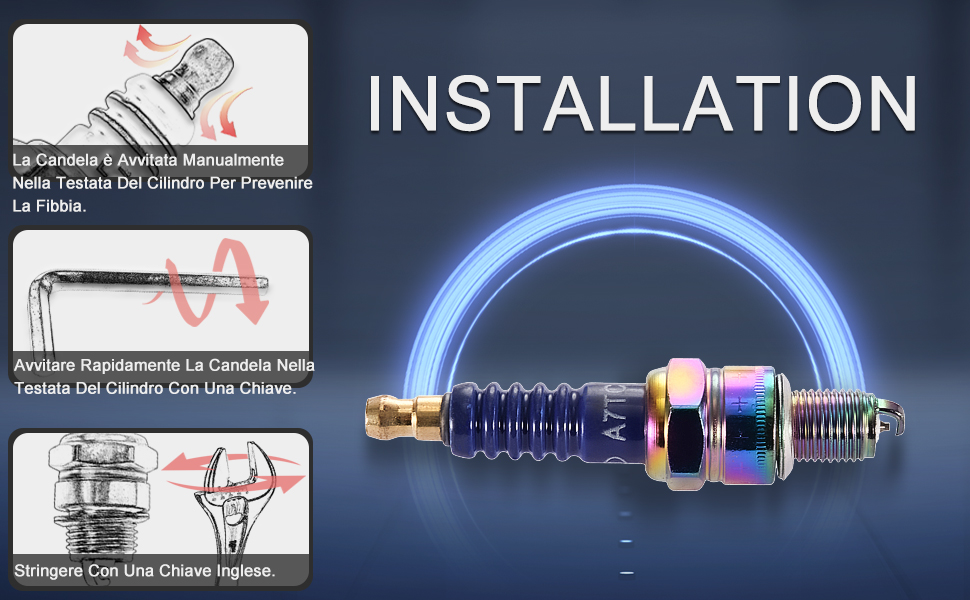 GOOFIT 4 Pcs Set High Performance Motorcycle A7TC Spark Plug Replacement For 50cc 70cc 90cc ...