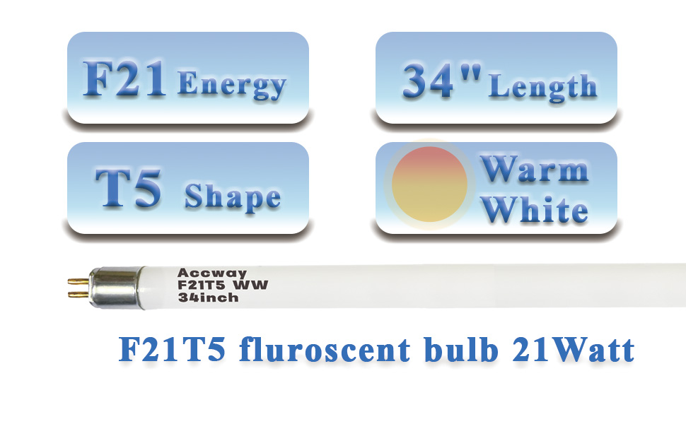 Amazon.com: Accway (5pack) 34inch F21T5/830 Fluorescent Light Bulb, 21Watt Warm White T5 Linear ...