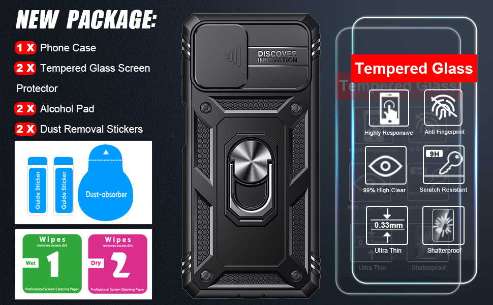 LeYi for Samsung Galaxy A12 5G Case with Slide Camera Cover and 2 Tempered Glass Screen ...