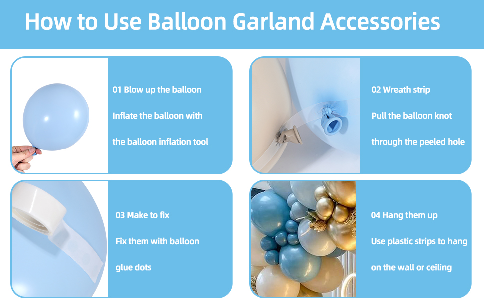 Amazon.com: Dusty Blue Balloon Arch Kit - 167pcs Blue Balloon Arch Kit White Sand Pastel Macaron ...