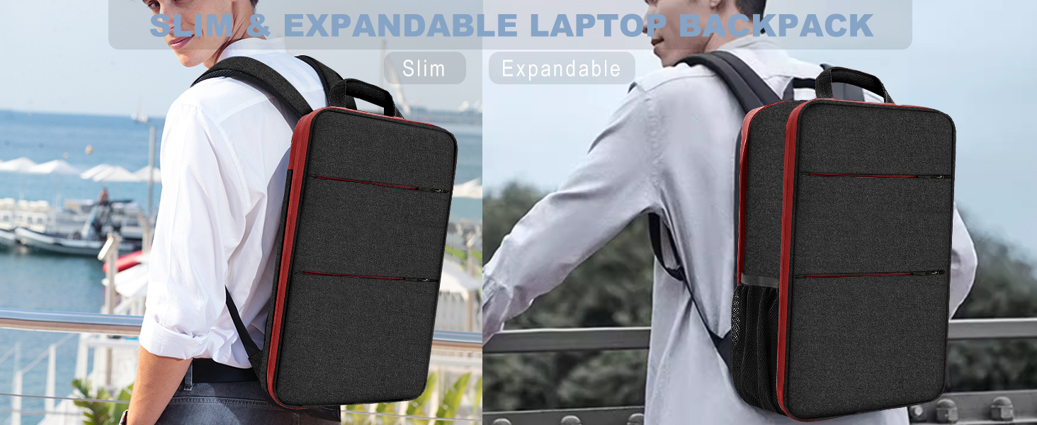 Amazon.com: ZINZ Slim & Expandable Laptop Backpack 15 15.6 16 Inch Sleeve with USB Port, Spill ...