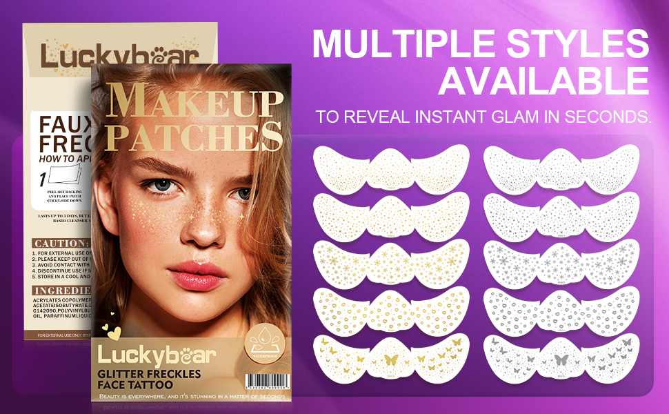 Amazon.com : Face Glitter Freckles, Silver Glitter Freckles Face Tattoo Makeup Patches, Stardust ...