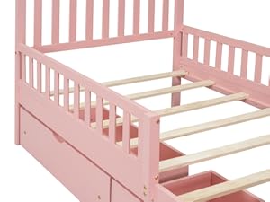 Amazon.com: Bellemave Girls Full Bed Frame with Storage Drawers and Both Sides Guardrails, Kids ...