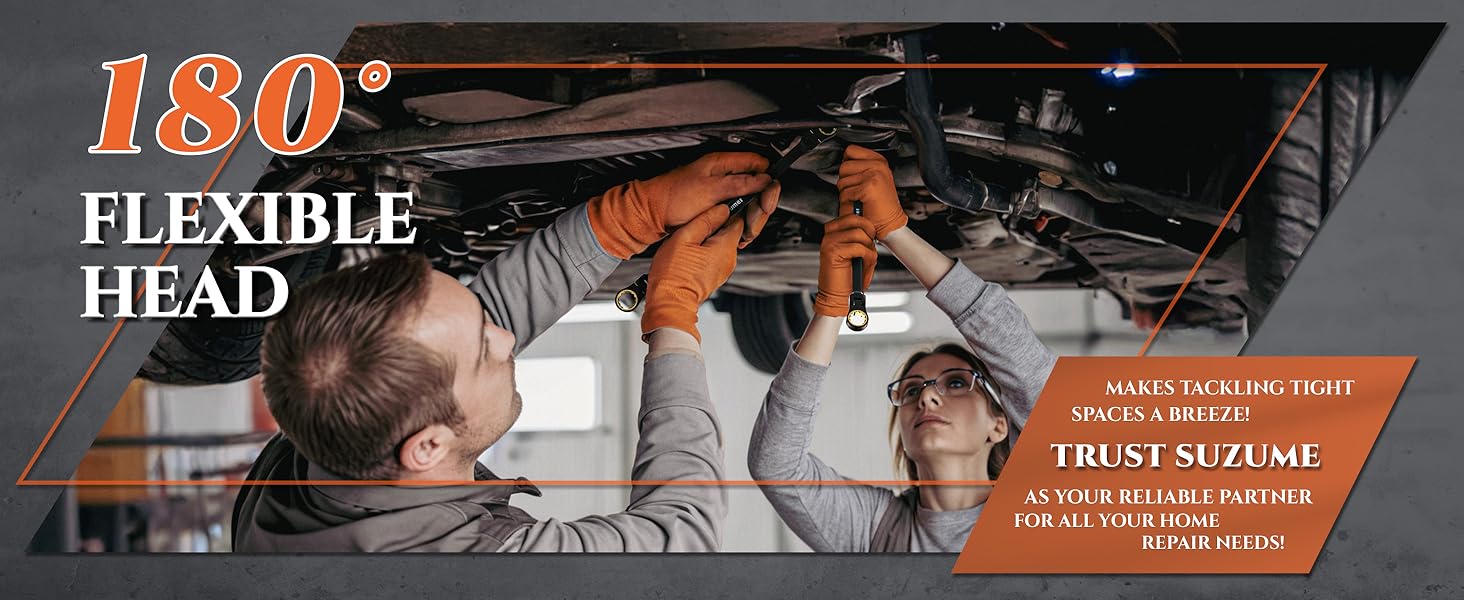 SUZUME Extra Long Flex Head Ratcheting Wrench Set 6PCS (8-19mm) Double Box End Metric EVA Foam ...