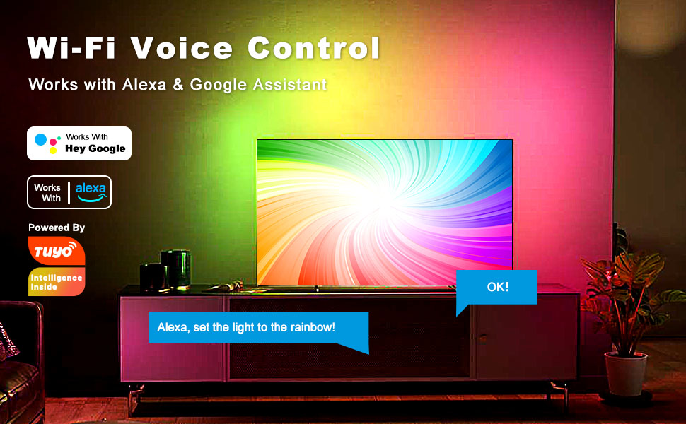 LPDISPLAY Neon Ruban LED 3m, RGBIC Bande LED avec Contrôle WiFi APP, Compatible avec Alexa, pour ...