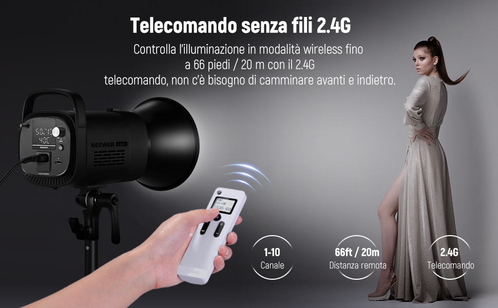 NEEWER CB60 70W Luce Video LED con Controllo 2,4G Illuminazione Video Continua COB 5600K CRI 97 ...