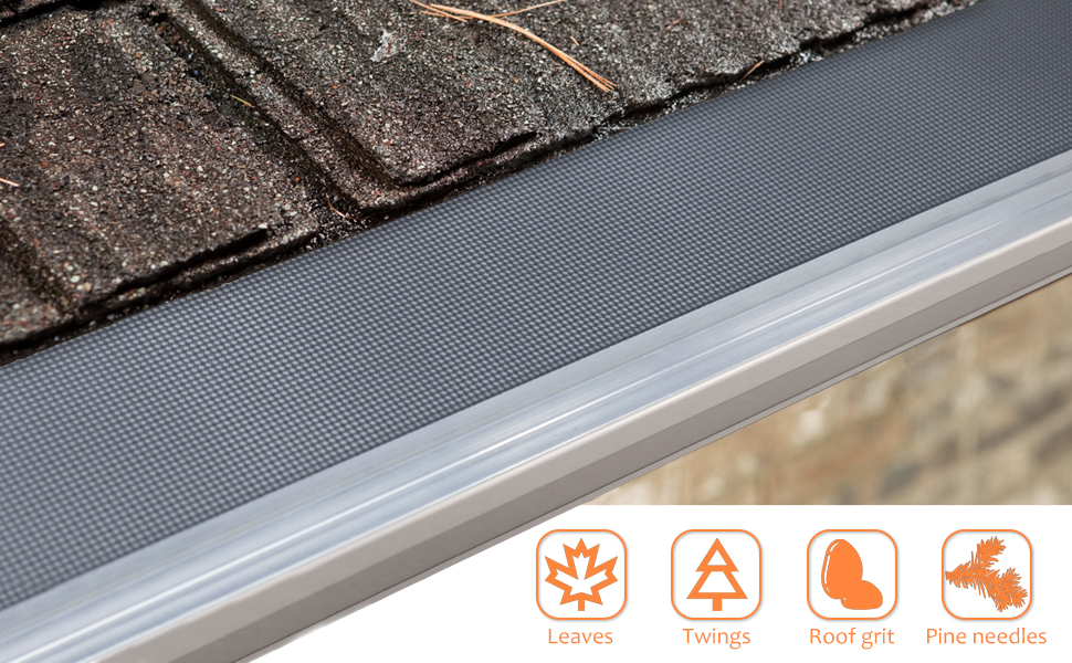 GCGOODS Gutter Guard, 5 inch Micro Mesh Gutter Cover System, 48Ft, Leaf ...