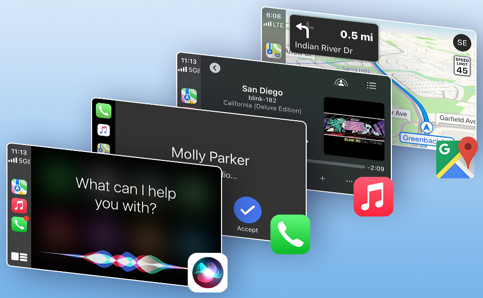 Wonsidary 9 Zoll CarPlay Display kompatibel für Apple CarPlay & Android ...