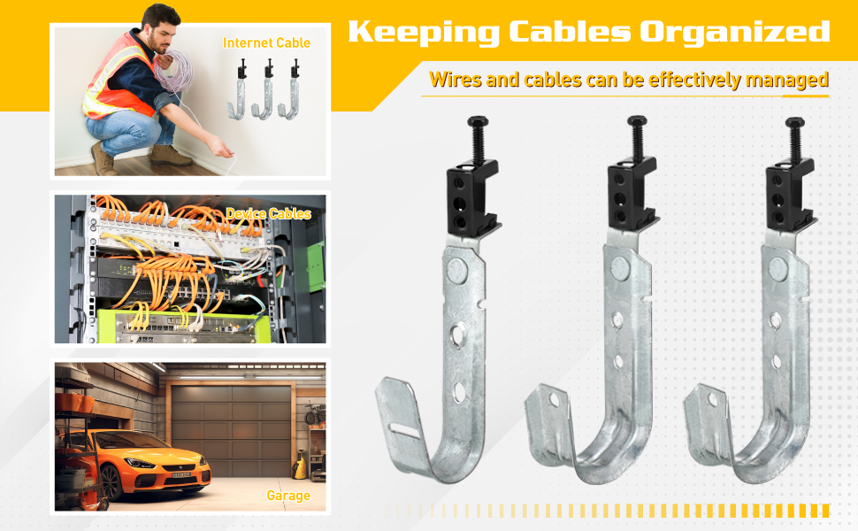 Blulu 25 Pcs J Hooks Cable Support J Hook with Swivel Beam Clamp Heavy Duty Metal Hangers for ...