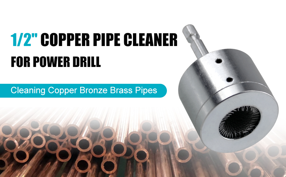 CNQLIS 1/2" Copper Pipe Cleaner for Power Drill - Fullmetal Tube Cleaning Brush，Metal Pipe ...