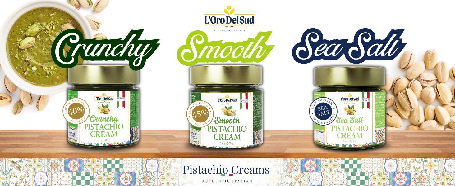 Amazon.com : L'Oro Del Sud Crunchy Pistachio Cream – Sweet Sicilian Pistachio Spread with Nut ...