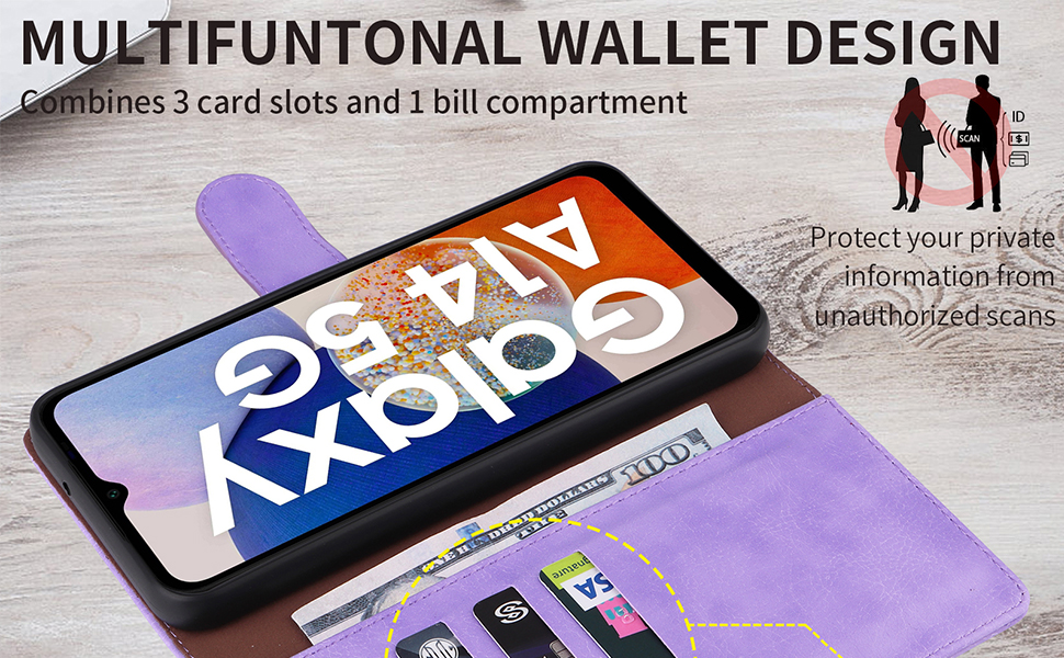 Amazon.com: LBYZCASE for Galaxy A14 5G Wallet Case with RFID Blocking Card Holder,Flip Folio ...