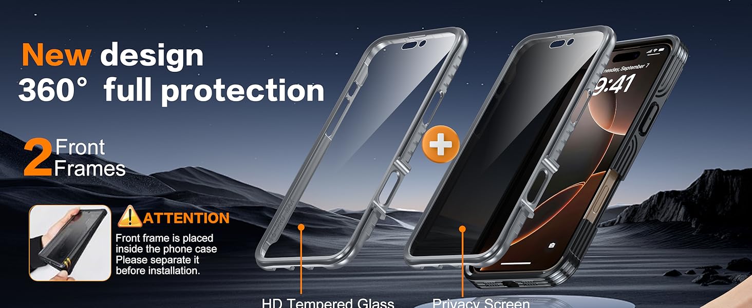 Amazon.com: AMILIFECASES for iPhone 16 Pro Max Case, Double Front Frame Built-in 9H Tempered ...