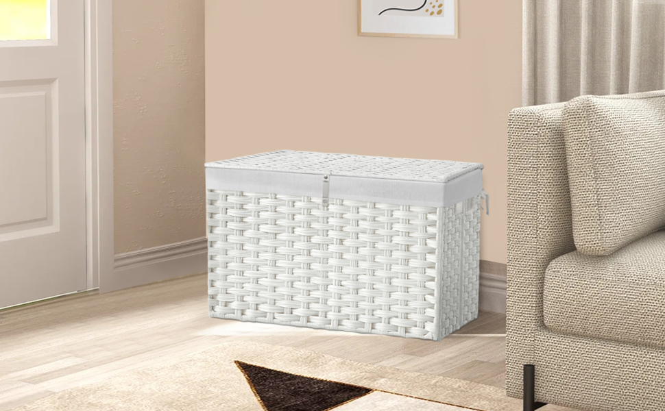 Amazon.com: 180L Wicker Storage Basket with Lid, Handwoven Rattan Large ...