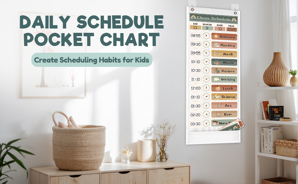 Amazon.com: Daily Schedule Pocket Chart for Kids Management, 13+1 ...