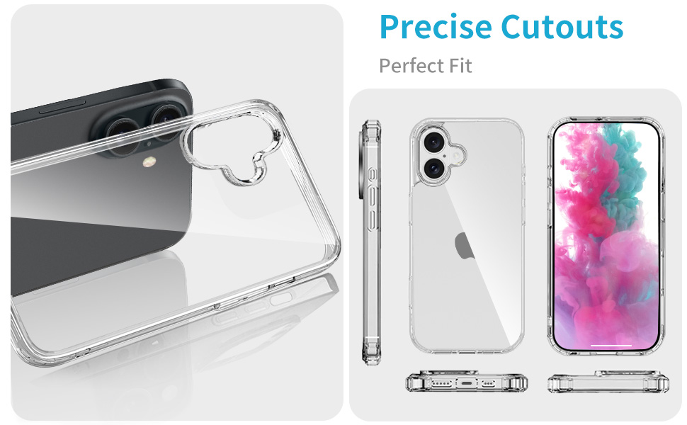 Amazon.com: JJGoo Compatiable with iPhone 16 Plus Case Clear, Transparent Shockproof Phone Case ...