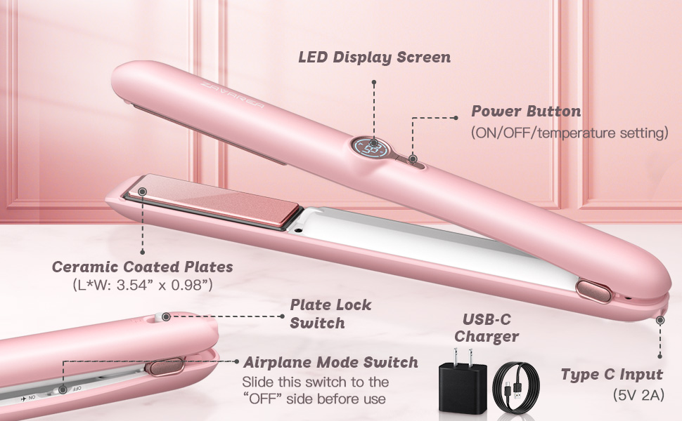 Amazon.com : Generic Cordless Hair Flat Straightener and Curler with Fast Heating Ceramic ...