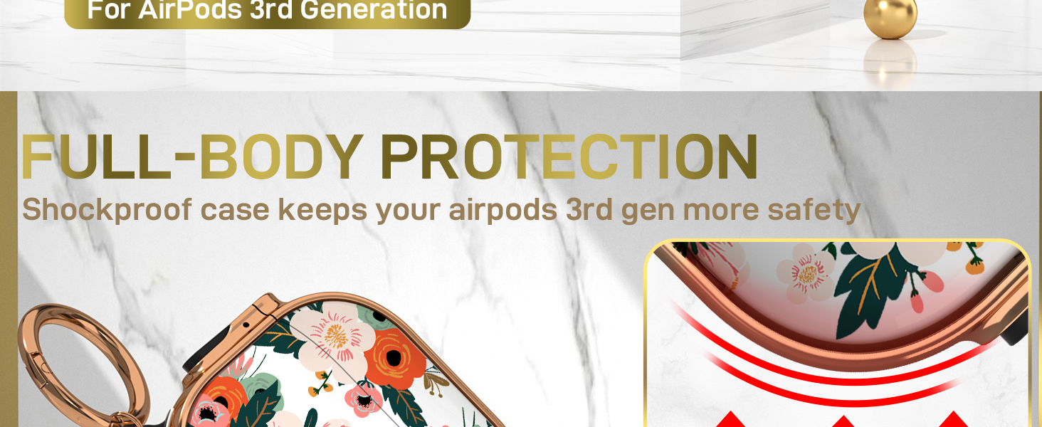 Amazon.com: Maxjoy for AirPods 3 Case with Lock, Flower AirPod 3 Case Lock Protective Hard ...