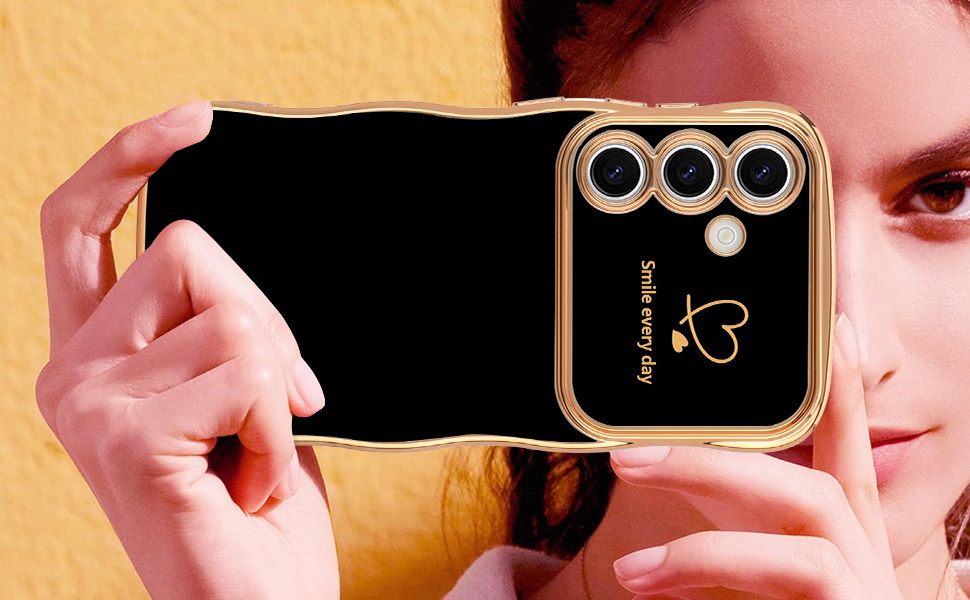 Amazon.com: LCHULLE for Samsung Galaxy S23 FE Case for Women Girls, Cute Wave Frame Curly Shape ...