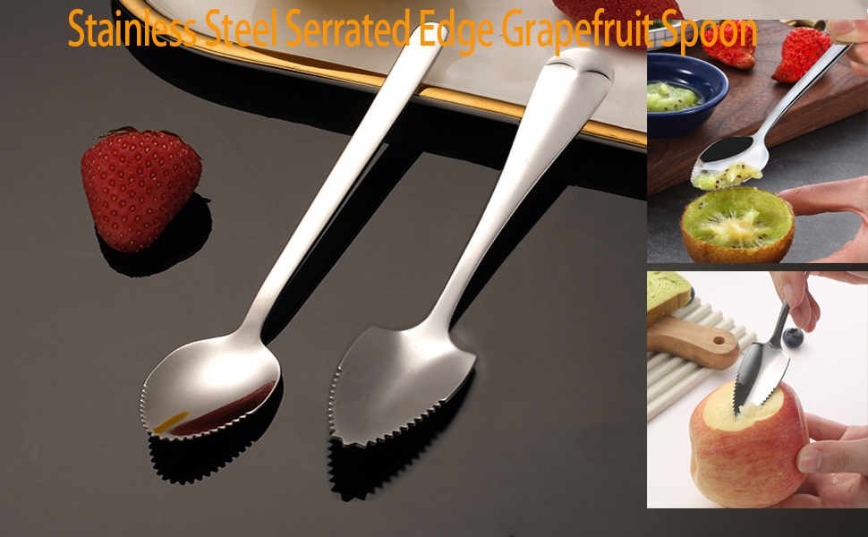 Amazon.com: Stainless Steel Grapefruit Spoons Serrated Edge Grapefruit Spoon 2pcs Grapefruit and ...