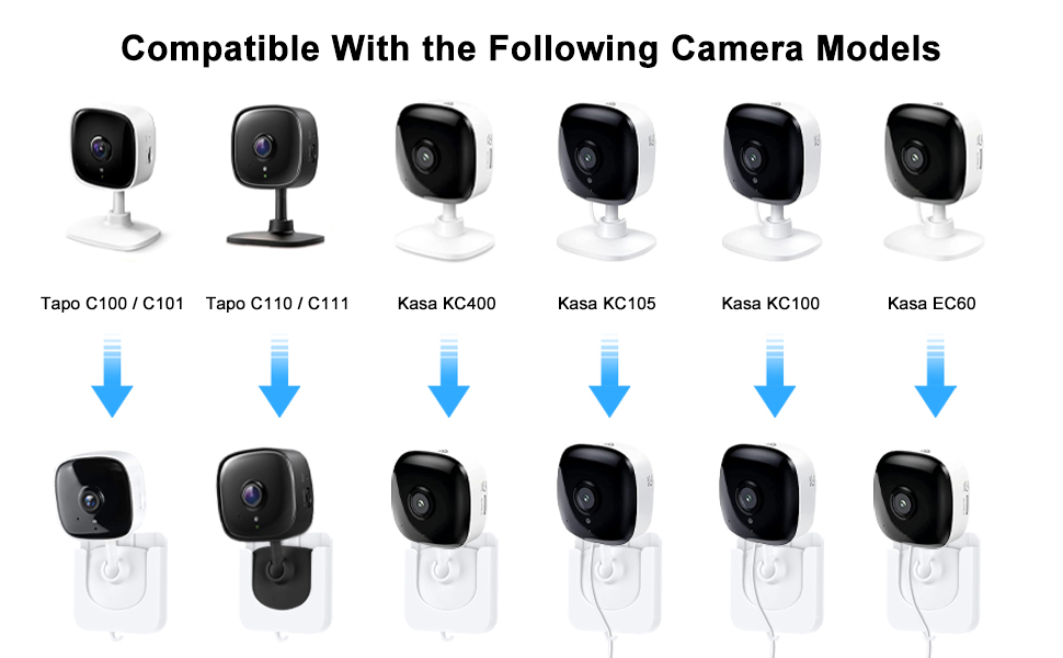 Amazon.com: 2Pack Self-Adhesive Wall Mount Holder Fits for Tapo Indoor Security Camera C100/C101 ...