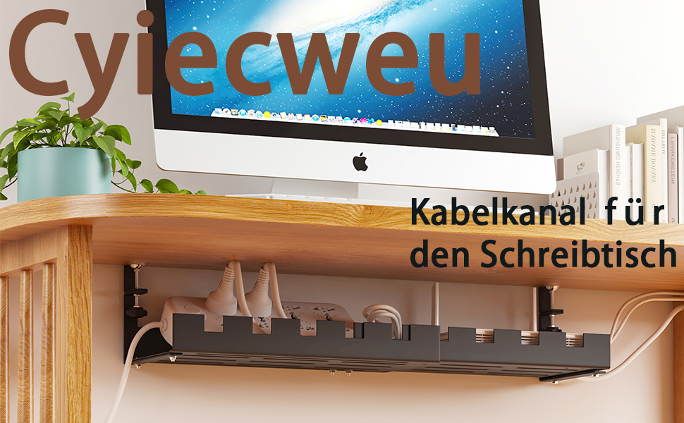 Cyiecweu Kabelmanagement Unter dem Schreibtisch Ohne Bohren, Kabelkanal ...