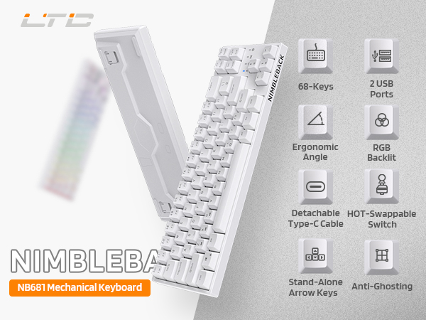 Mua LTC NB681 Nimbleback Wired 65% Mechanical Keyboard, RGB Backlit Ultra-Compact 68 Keys Gaming ...