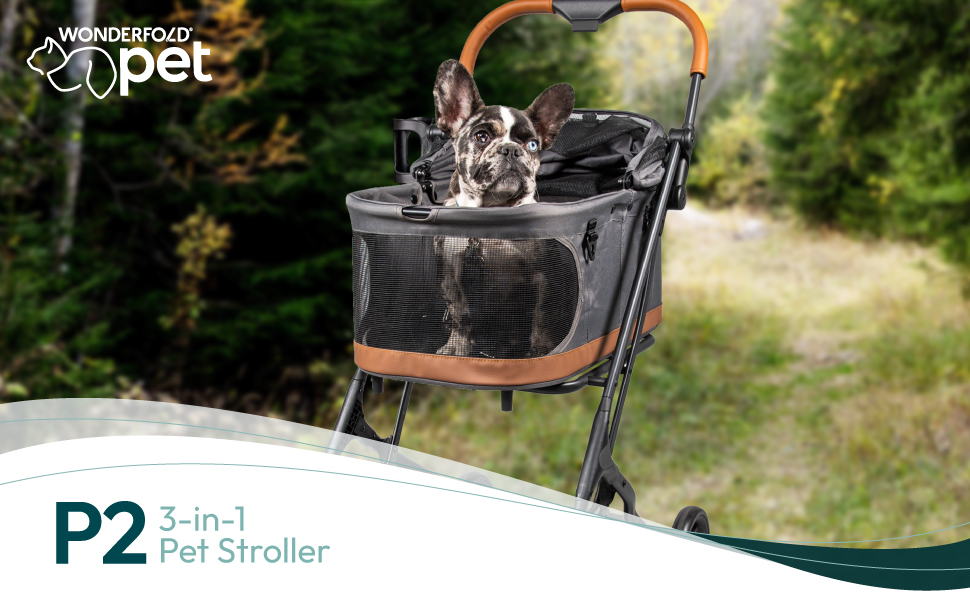 Amazon.com: WONDERFOLD P2 Pet Stroller for Dogs and Cats Featuring Removable Carrier, Snap-Lock ...