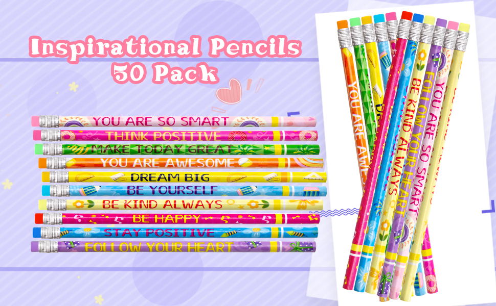 Amazon.com : Fancy Land Inspirational Pencils 50PCS Wooden Pencil with ...