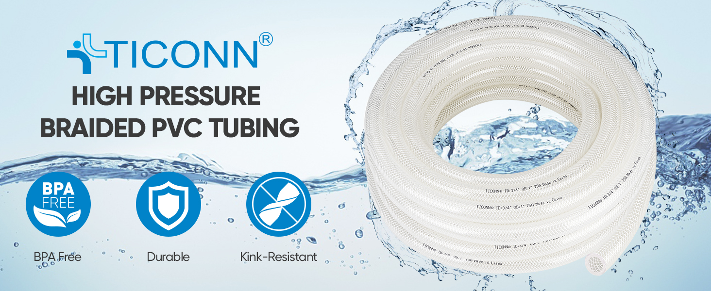 Amazon.com: TICONN Clear PVC Tubing, High Pressure Tubing Heavy Duty Braided Reinforced Flexible ...