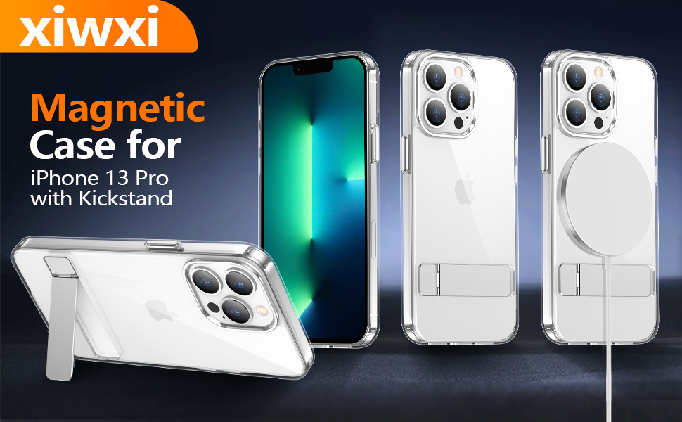 Amazon.com: xiwxi for iPhone 13 Pro Case with Kickstand,[Compatible with Magsafe][1*Screen ...