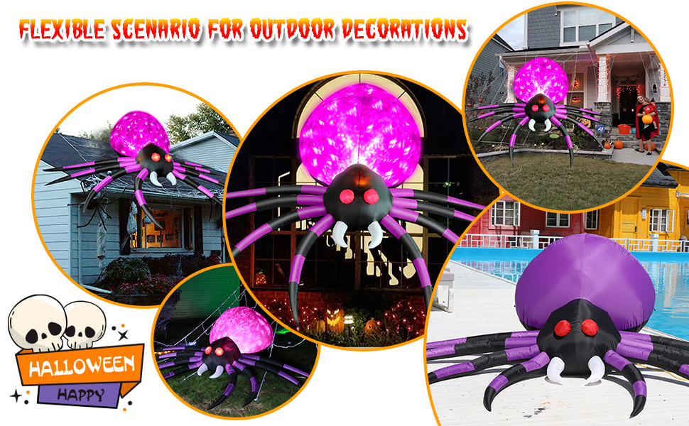 Amazon.com: FunFanso 12 FT Halloween Inflatable Spider Outdoor Decorations for Yard, Huge Purple ...
