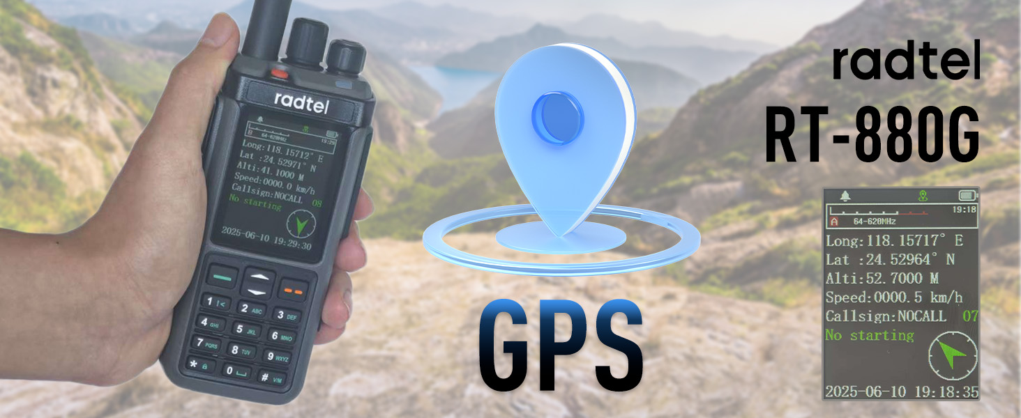 Radtel RT-880G GPS APRS Radioamatore 10W Walkie Talkie Radio CB portatile 1024 canali HF SSB Rx ...