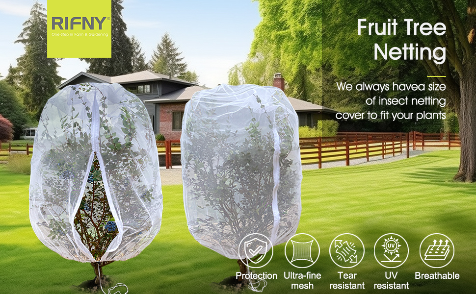 Amazon.com : Fruit Tree Netting, RIFNY Large 7 x 6 FT Blueberry Bush Netting Cover with Zipper ...