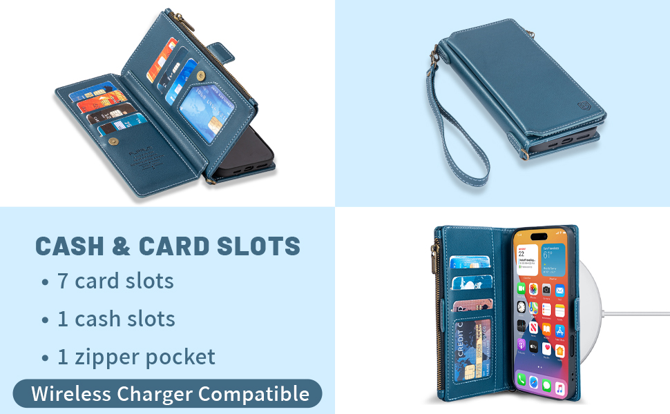 Amazon.com: FLIPALM Wallet Case for iPhone 16 Pro Max 6.9" with Wrist Strap - PU Leather Folio ...