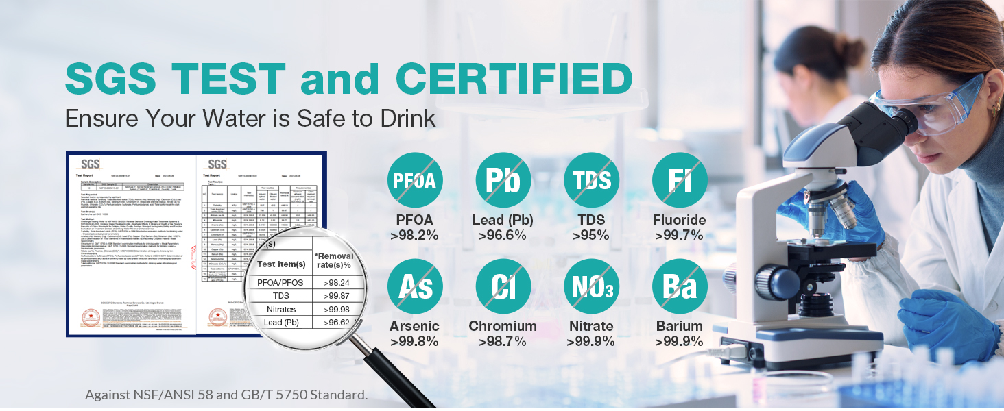 SimPure T1-400ALK Alkaline UV Reverse Osmosis System, NSF/ANSI 58 Certified, Tankless RO Water ...