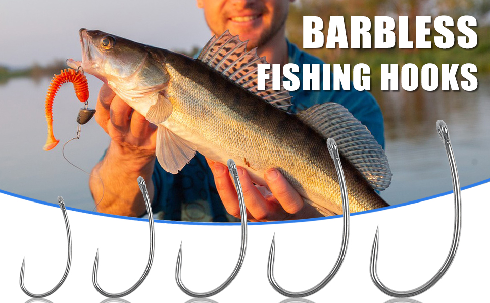 Amazon.com : FUSIGO Carp Fishing Hooks Barbless, 110pcs Crappie Hooks Trout Circle Curve Shank ...