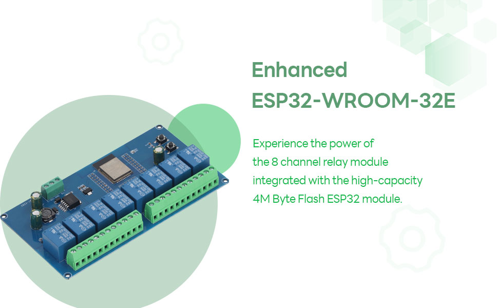 Gugxiom 8 Channel Relay Module ESP32-WROOM-32E WiFi Relay Module, DC5-30V Remote Control Relay ...