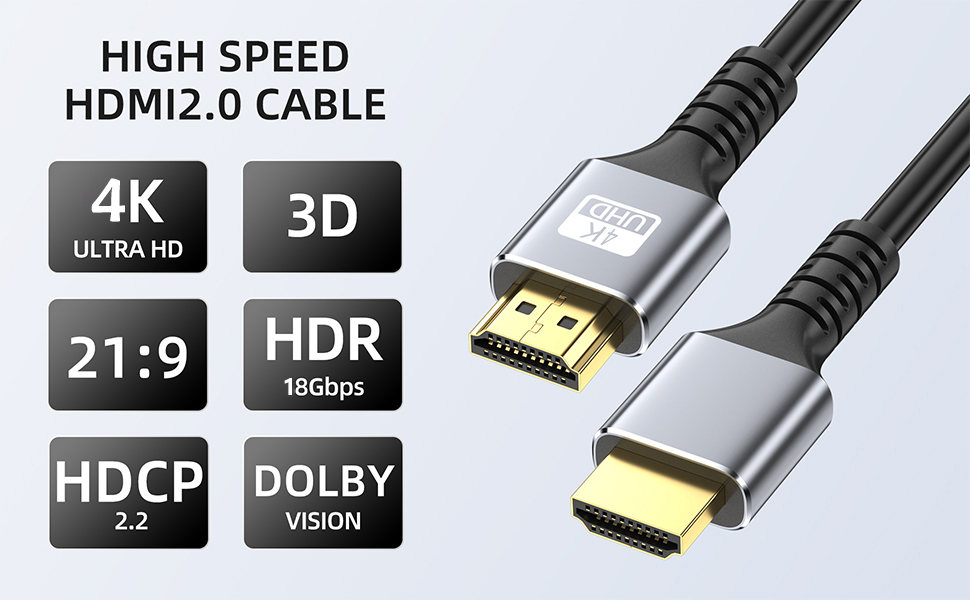 looyotul 4k Hdmi Cable 50ft Ultra High Speed HDMI 2.0 Cable 4K@60Hz 18gbps Gold Plated Connector ...