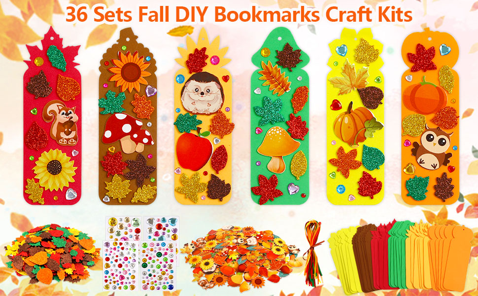 Amazon.com: Fancy Land Fall Bookmark Craft Kits Thanksgiving Foam ...