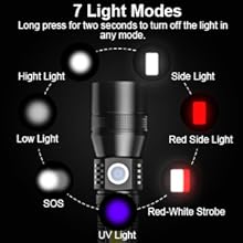 CTDZLED Rechargeable Flashlights, 3 in 1 Super Bright Black Light Flashlights 1200 Lumens, 7 ...