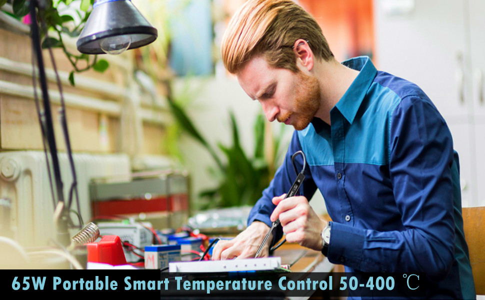 TS101 Soldering Iron, 65W Portable Smart Temperature Control 50-400 ℃, LCD Display Soldering ...