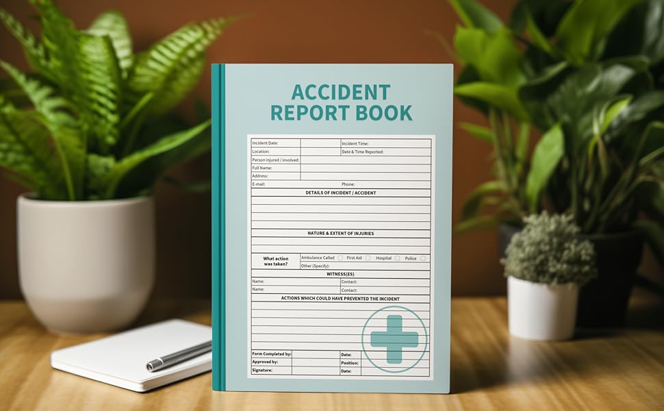 Accident Report Book: Health and Safety Incident Log Book for Work, School, and Business ...