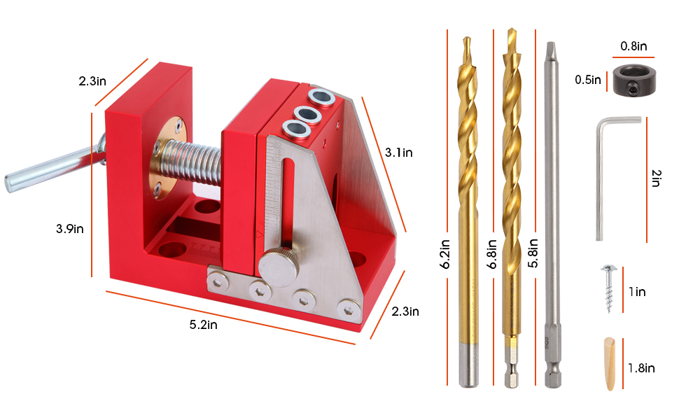 Kosmi Pocket Hole Jig Kit,Adjustable Professional and Upgraded All ...
