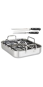 Amazon.com: Viking Culinary 3-Ply Stainless Steel Oval Roasting Pan, 8. ...