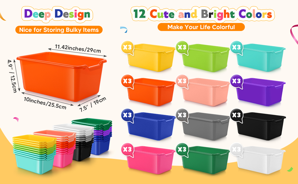 Amazon.com - 16 Pcs Large Plastic Cubby Storage Bins Bulk for Classroom ...