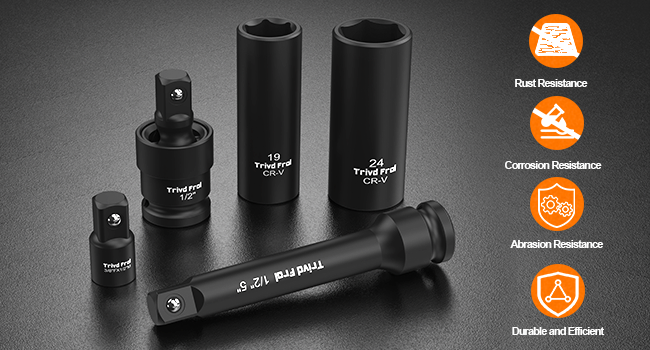 Impact Socket Wrench Set 1/2" Drive - Trivd Frol 65pcs Impact Socket Set Metric and Standard ...